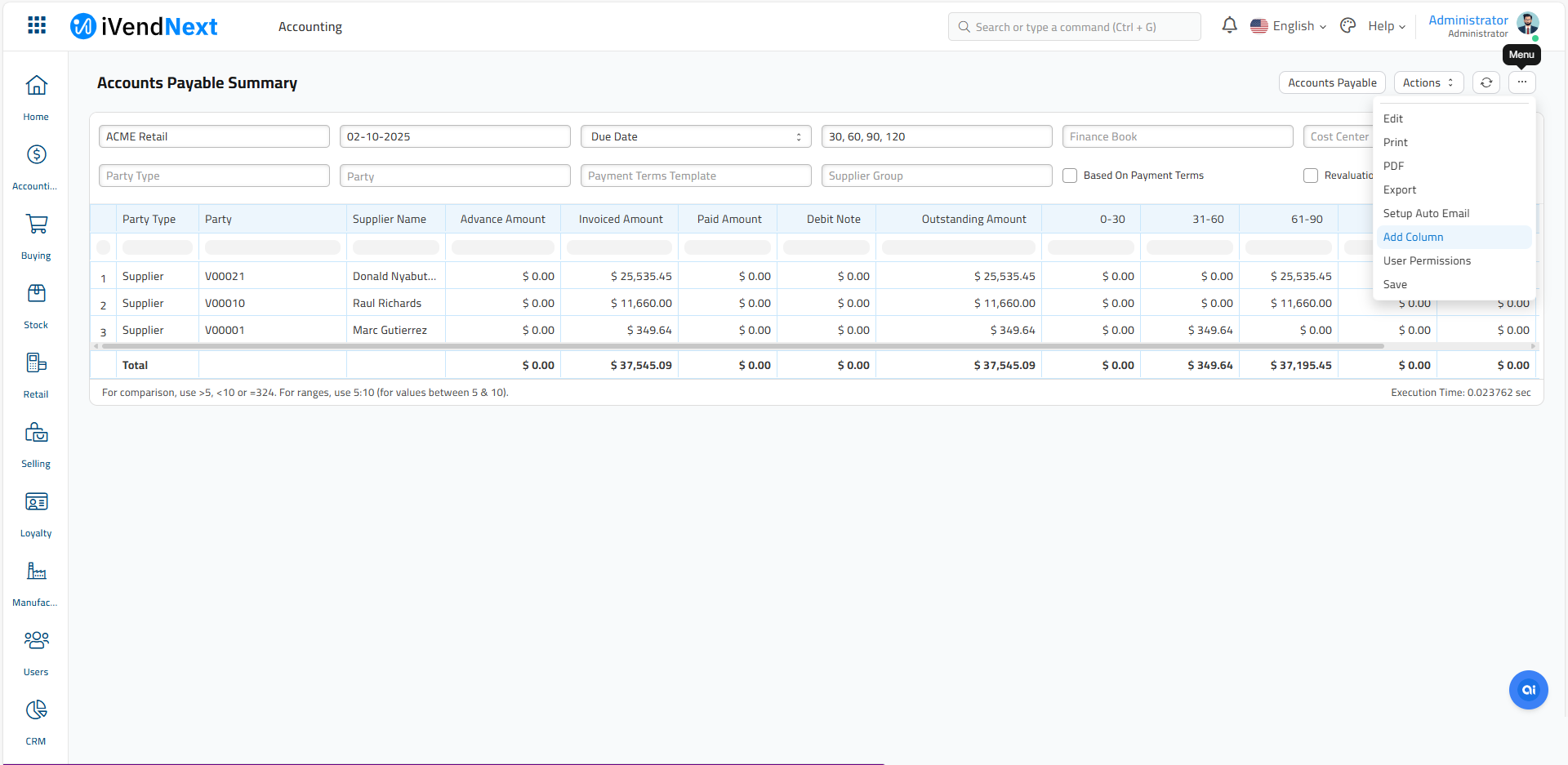 Add columns in Standard Report and Export